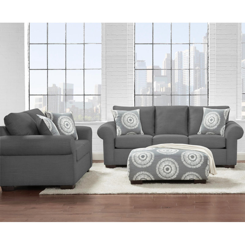 Houser 2pc Set Sofa Loveseat Charcoal